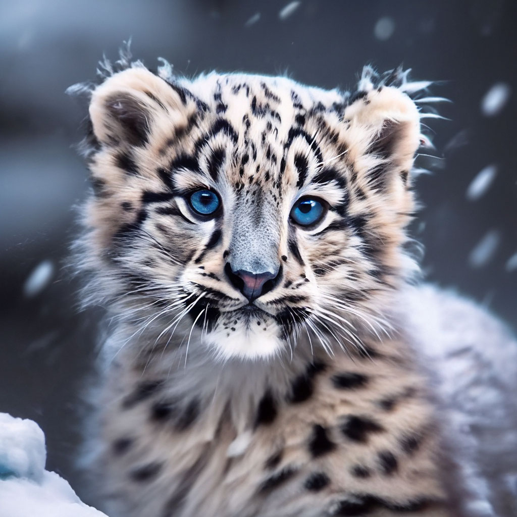 "Baby fluffy super cute snow leopard, …" — image created in Shedevrum