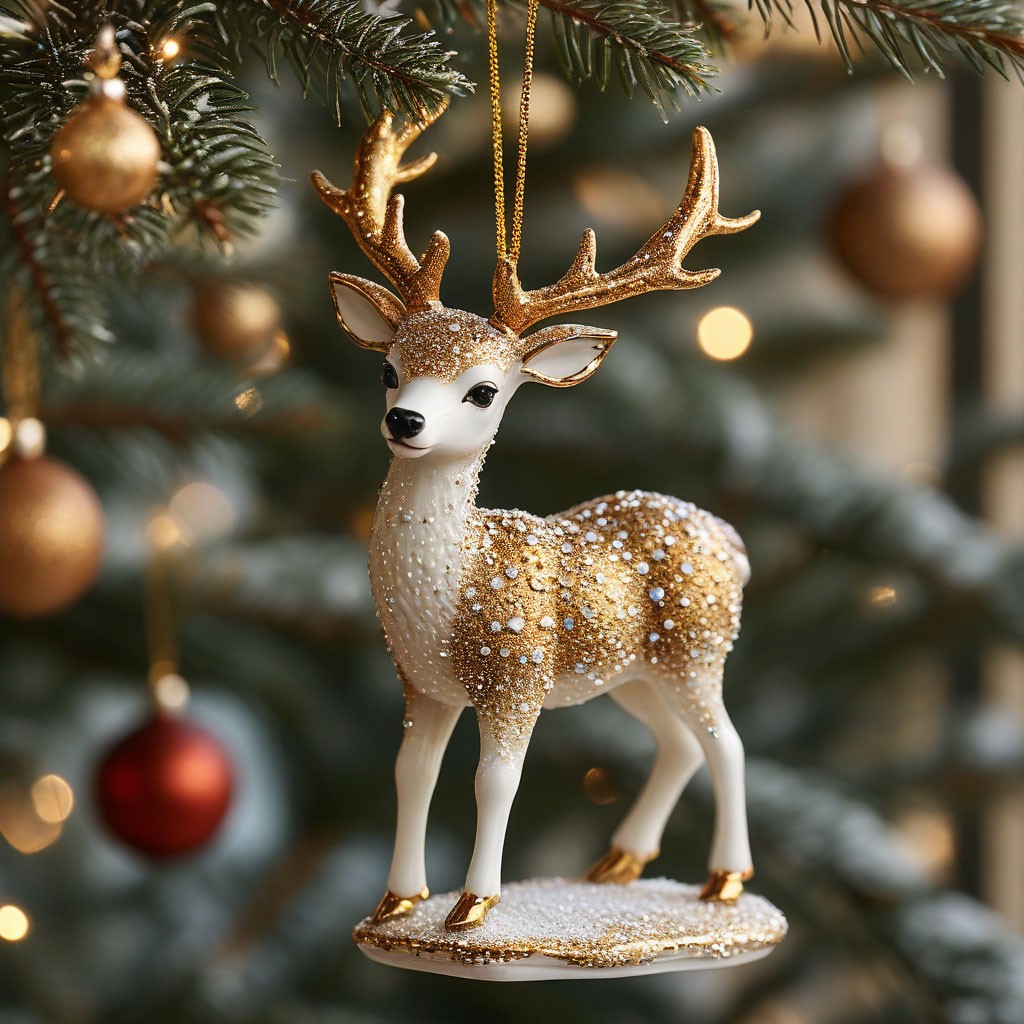 "3D volume toy in the form of a cute deer, decorated with sequins ...