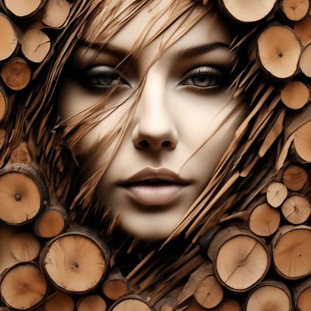 "Female art, wood, texture, exciting, …" — image created in Shedevrum