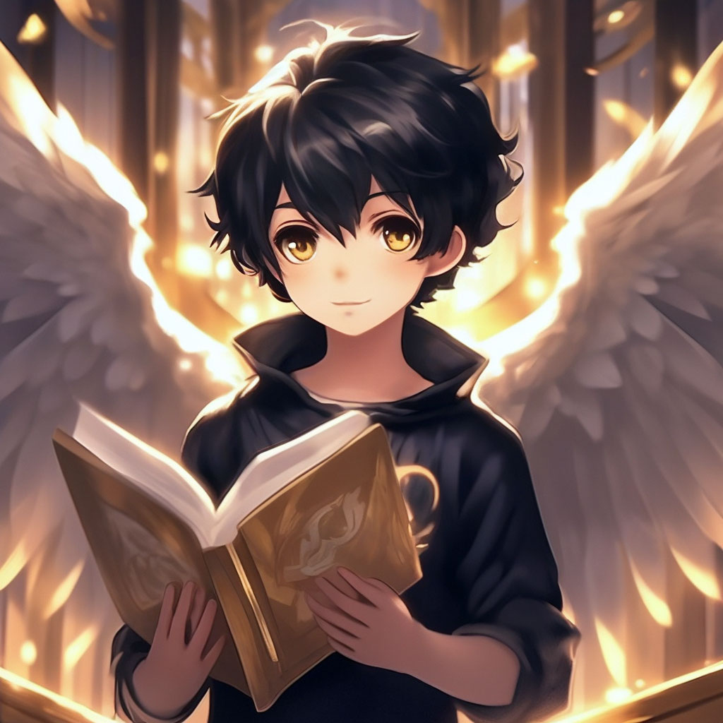Anime Boy Angel With Brown Hair