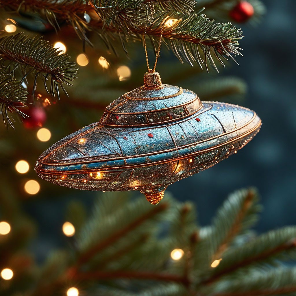 "A spaceship rushing through space and decked out in a garland" — image ...