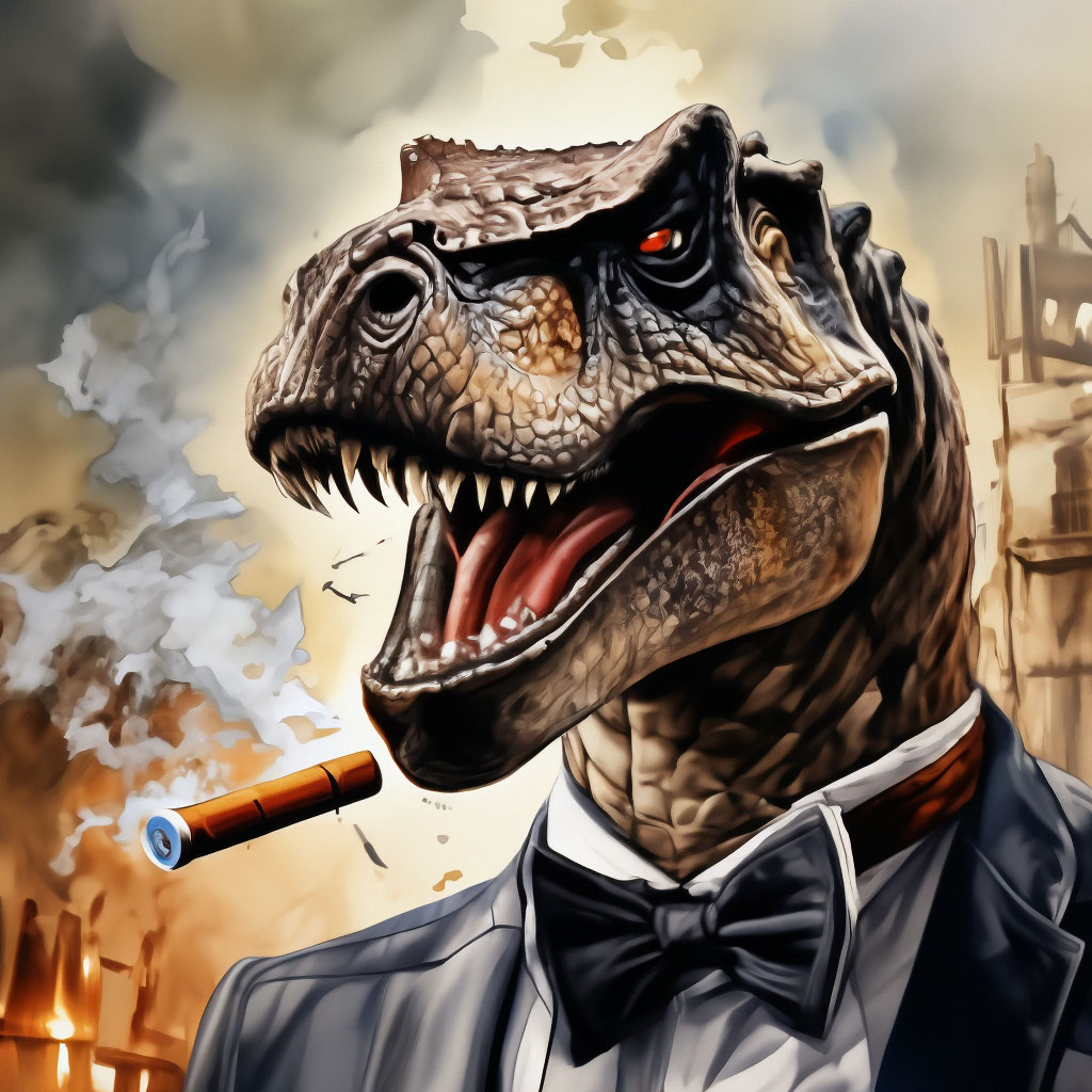 «Dinosaur smoking a cigar, white background, watercolor detailed ...