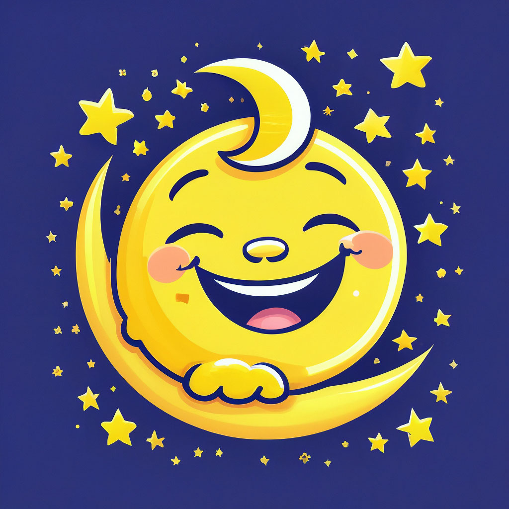 Yellp Full Smiling Moon Cartoon Happy Full Moon Cartoon Design Icon.