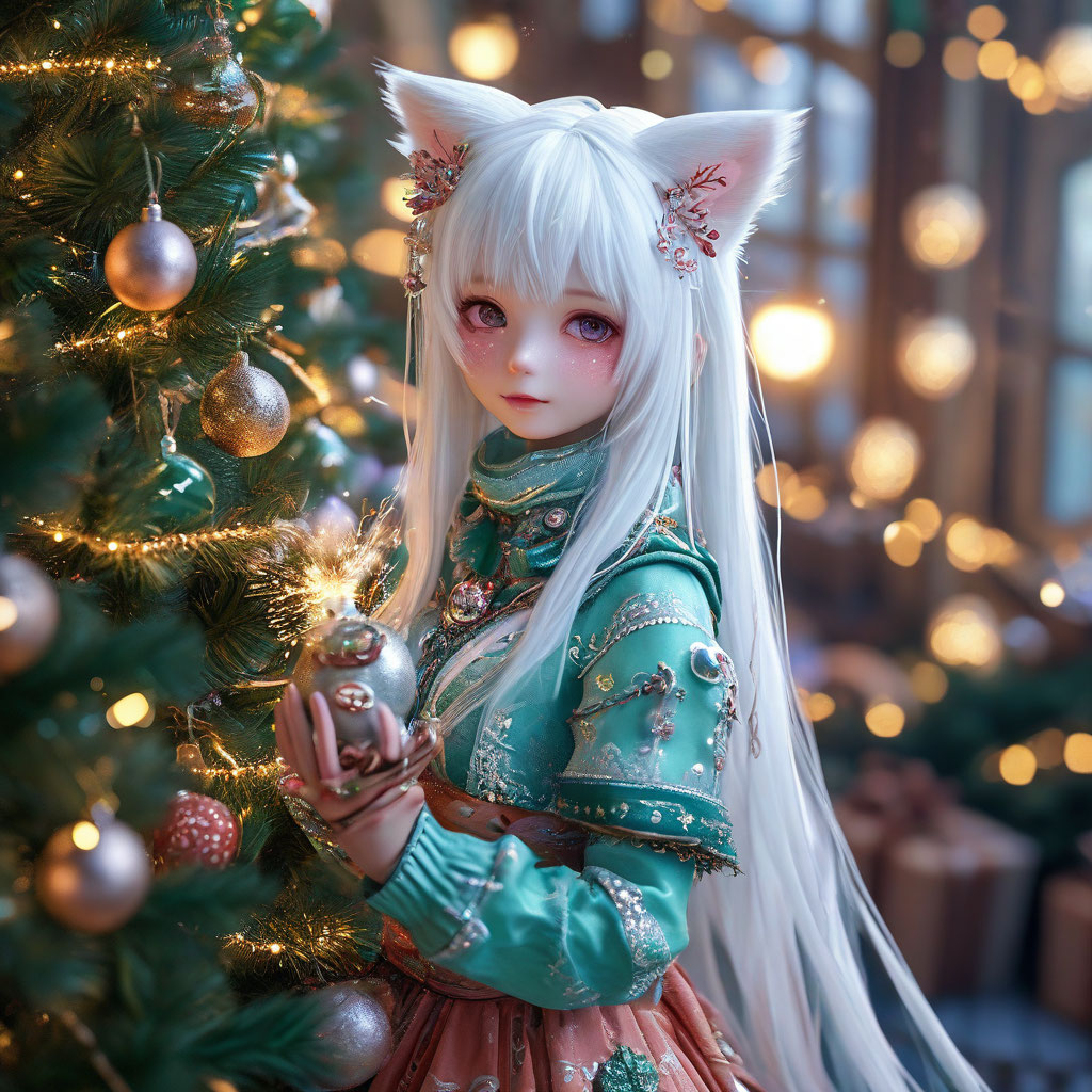 "Cat-loli-neko-magician anime 2D Manhwa cute stands at the Christmas ...