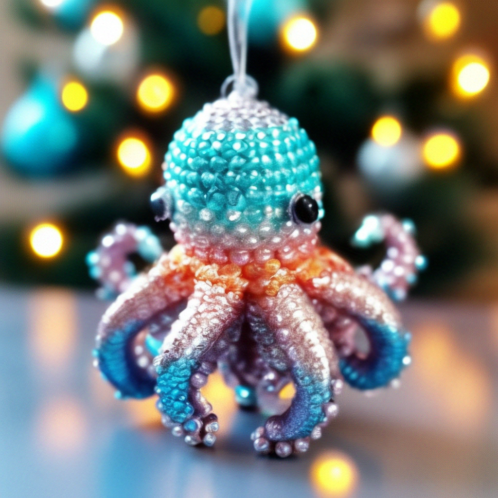 "Glass Christmas toy in the form of an octopus decorated with small ...