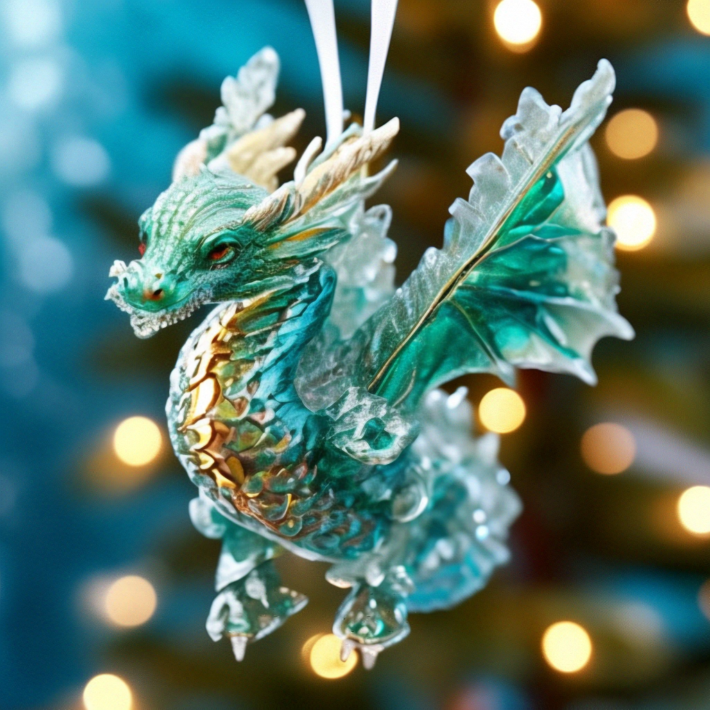 "Jade flying dragon in frost" — image created in Shedevrum