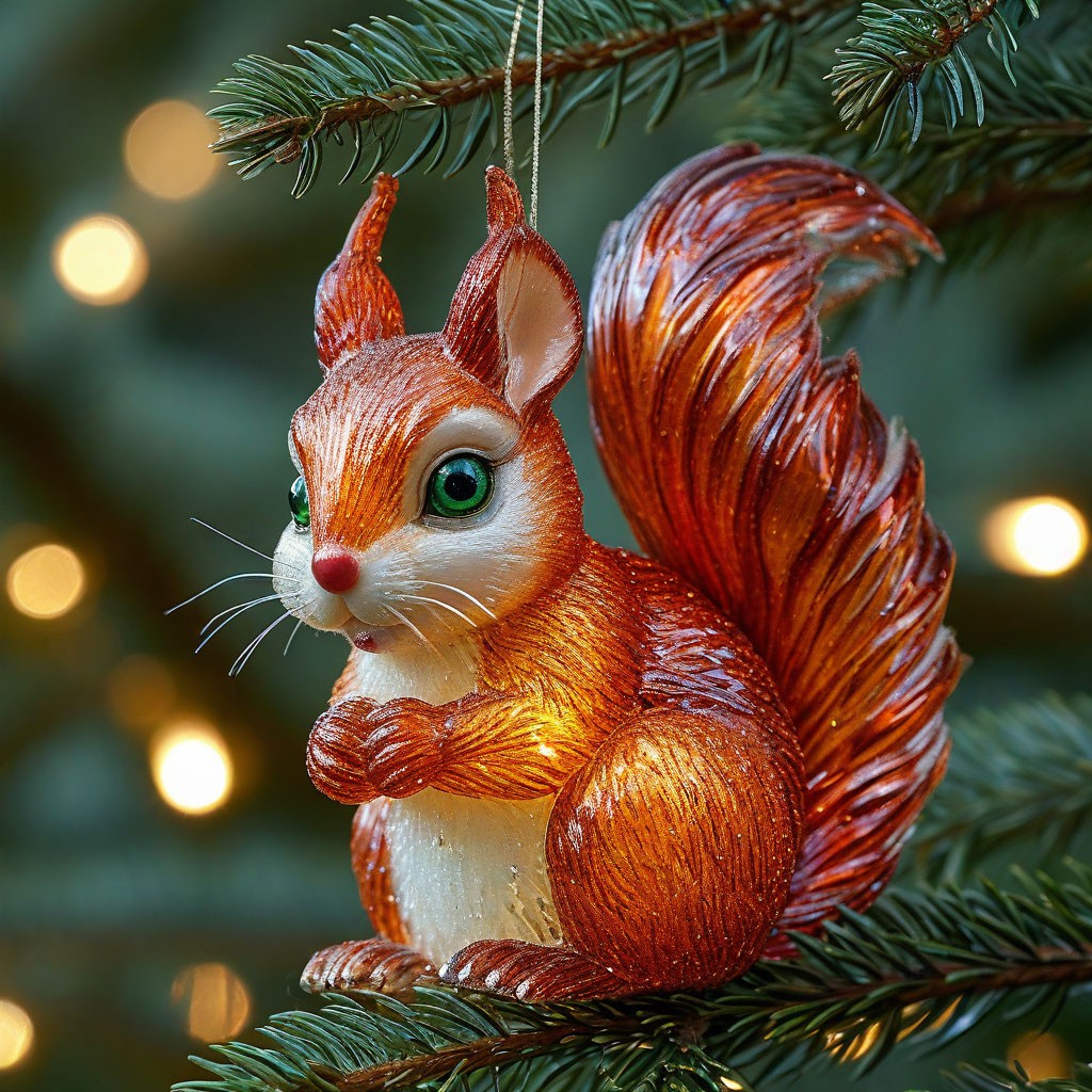 "A sad red squirrel with green eyes and a bushy tail" — image created ...
