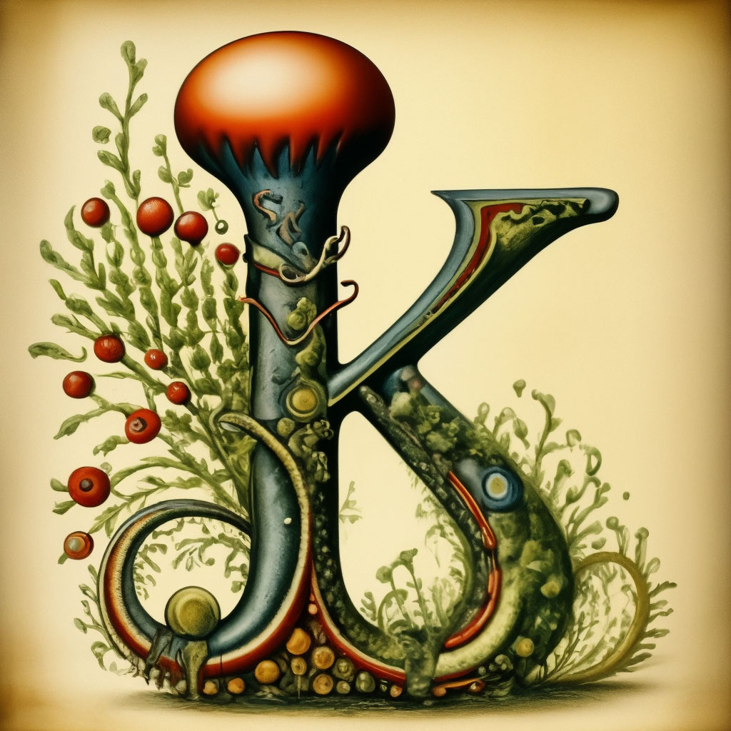 Lettera K Fantastica Fantasy Monogram Letter K | Premium AI Generated