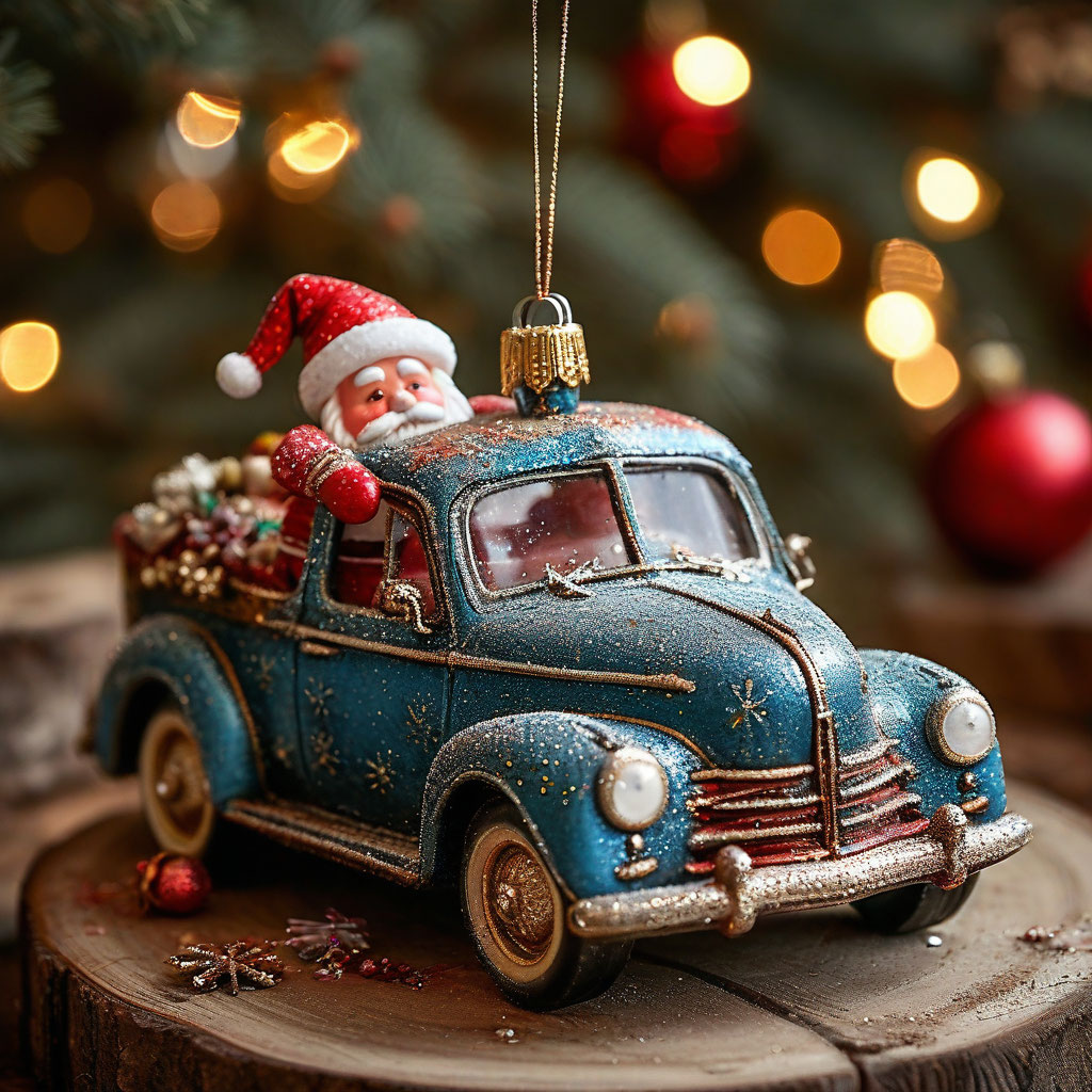 "A car with Santa Claus" — image created in Shedevrum
