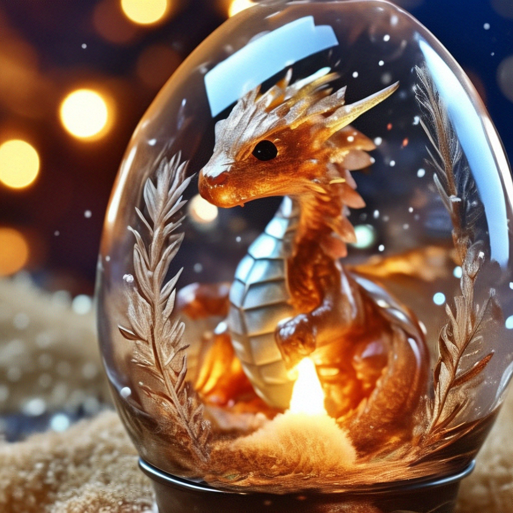 "A little in the distance, a baby dragon in the embryo position in a ...