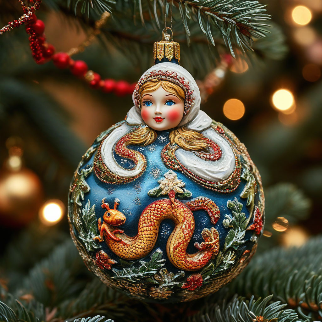 "The snow Maiden and the snake" — image created in Shedevrum