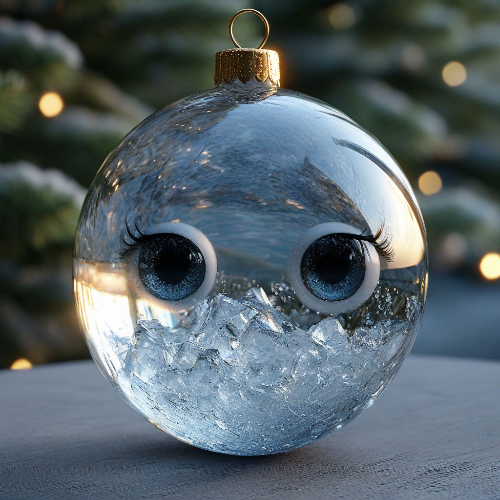 "Crystal ice, transparent fragile ball…" — image created in Shedevrum