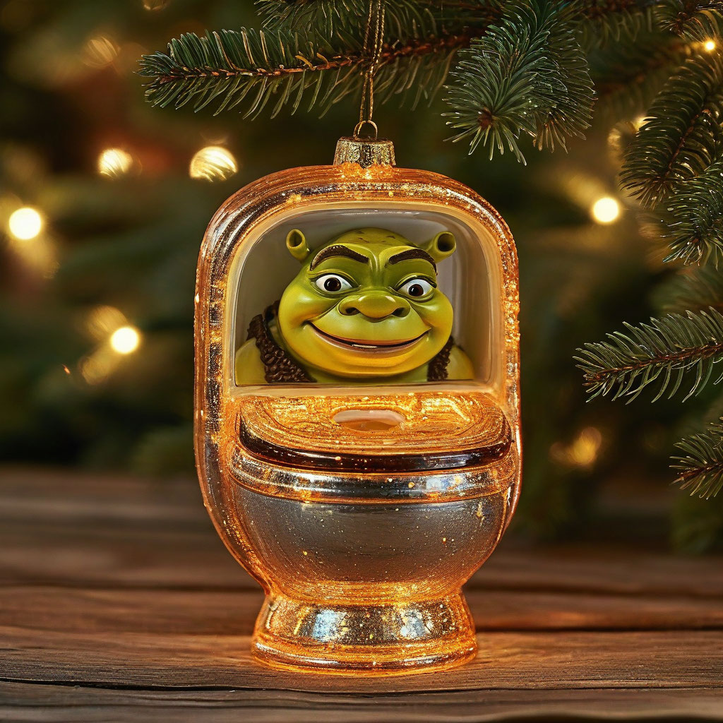 "Skibidi Shrek Shrek's head is peeking out of the toilet, peeking out ...