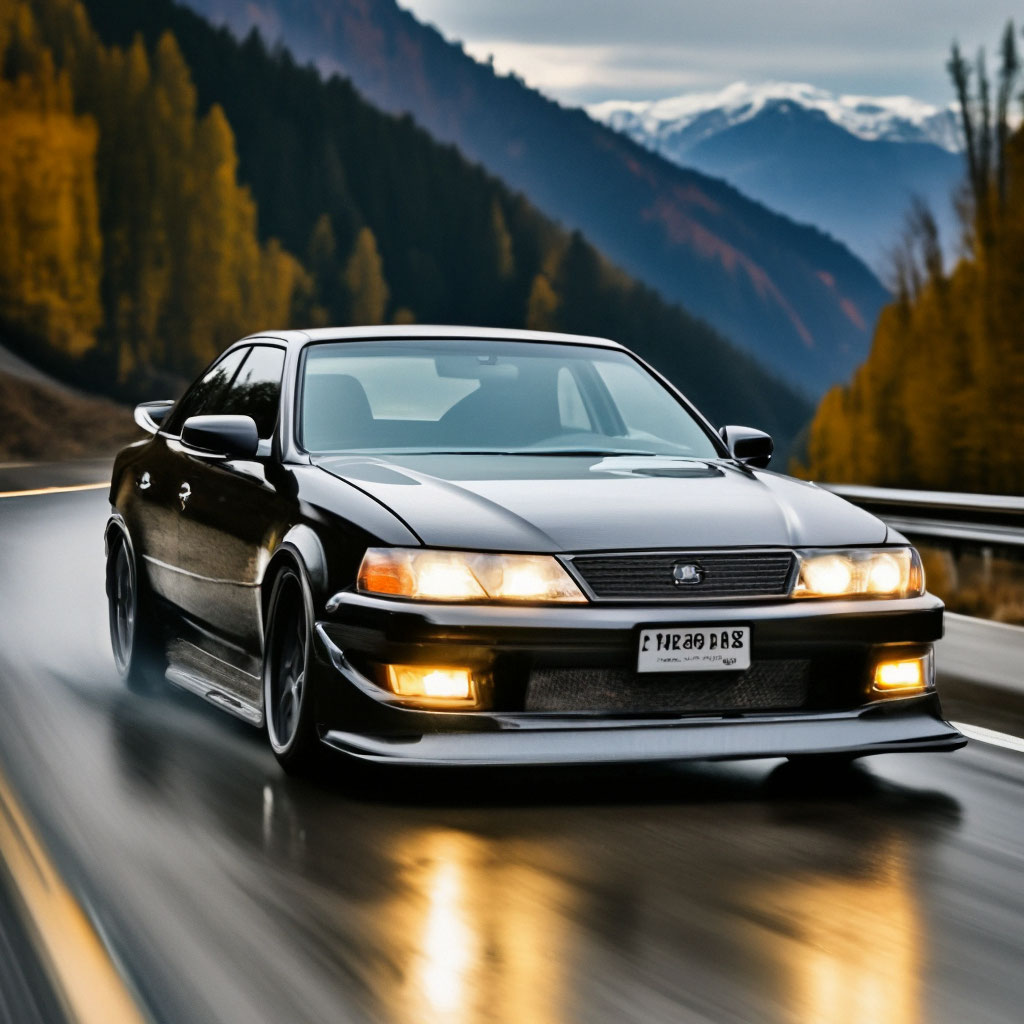 "Toyota Mark II car Drifts on the …" — image created in Shedevrum