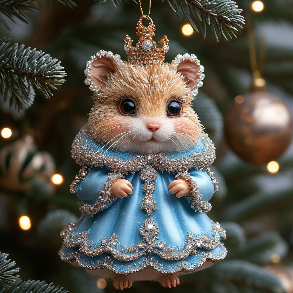 "Cute, charming, fluffy, kind hamster snow maiden in a shiny, sparkling ...