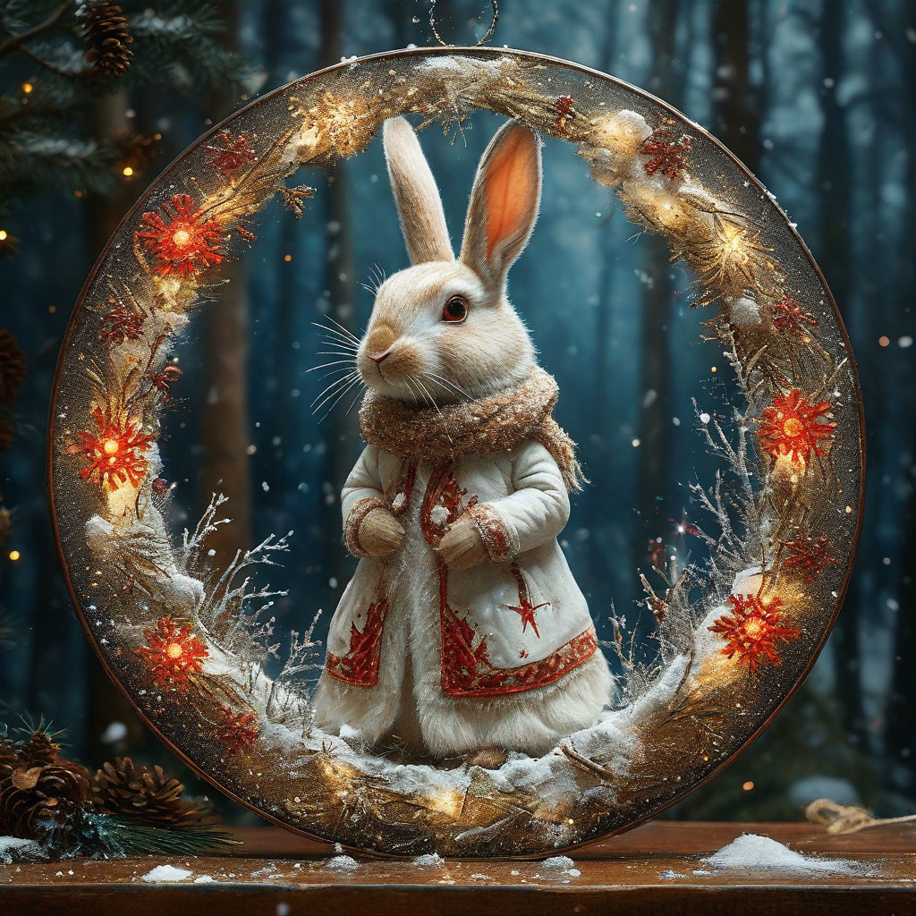 "3D image,fantasy, grotesque, surrealism, double exposure,winter forest ...