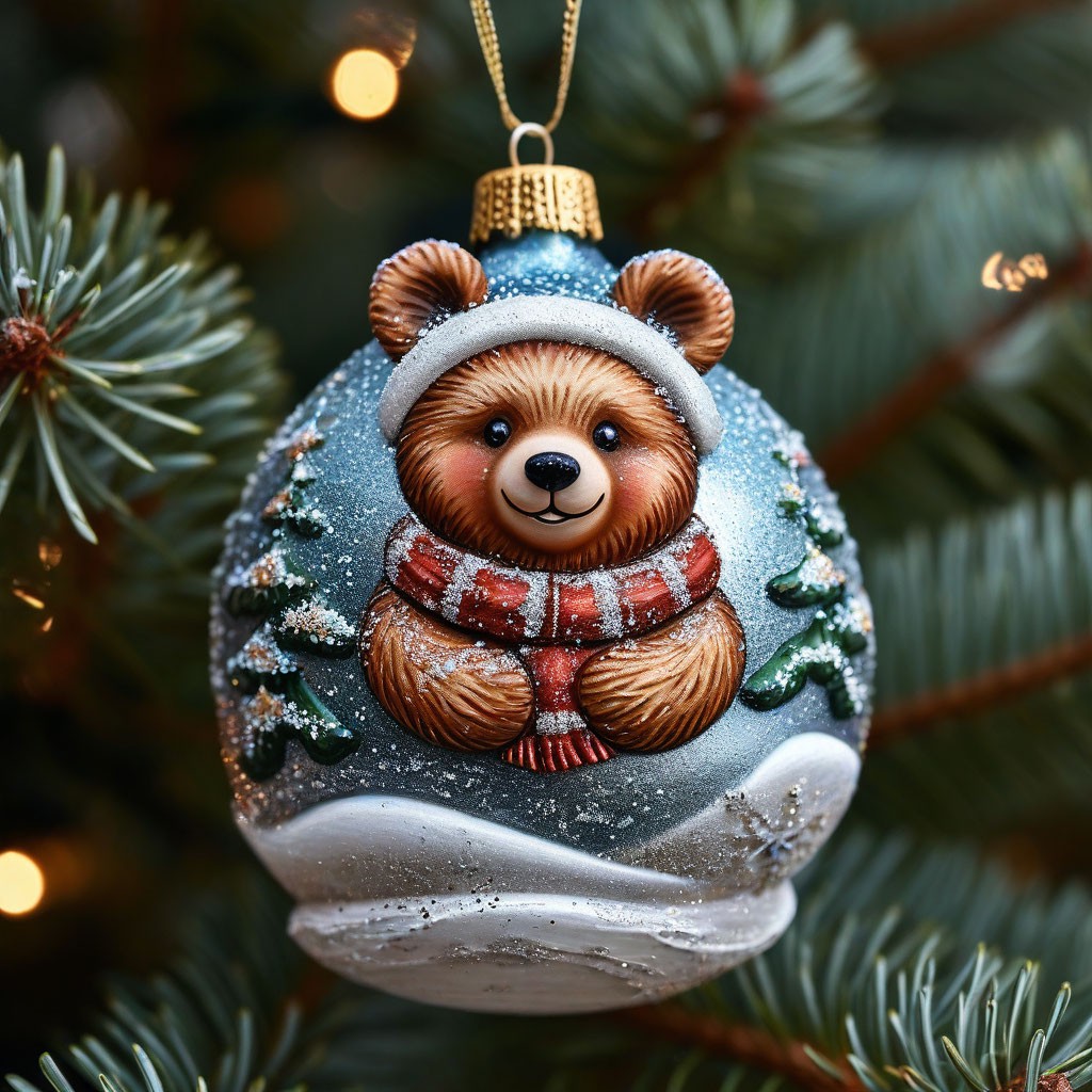 "A bear in a snow cap" — image created in Shedevrum