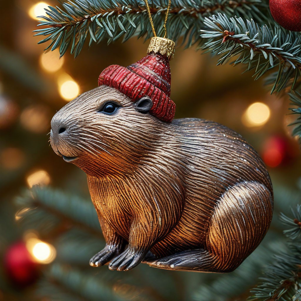 "Capybara in a New Year's hat" — image created in Shedevrum