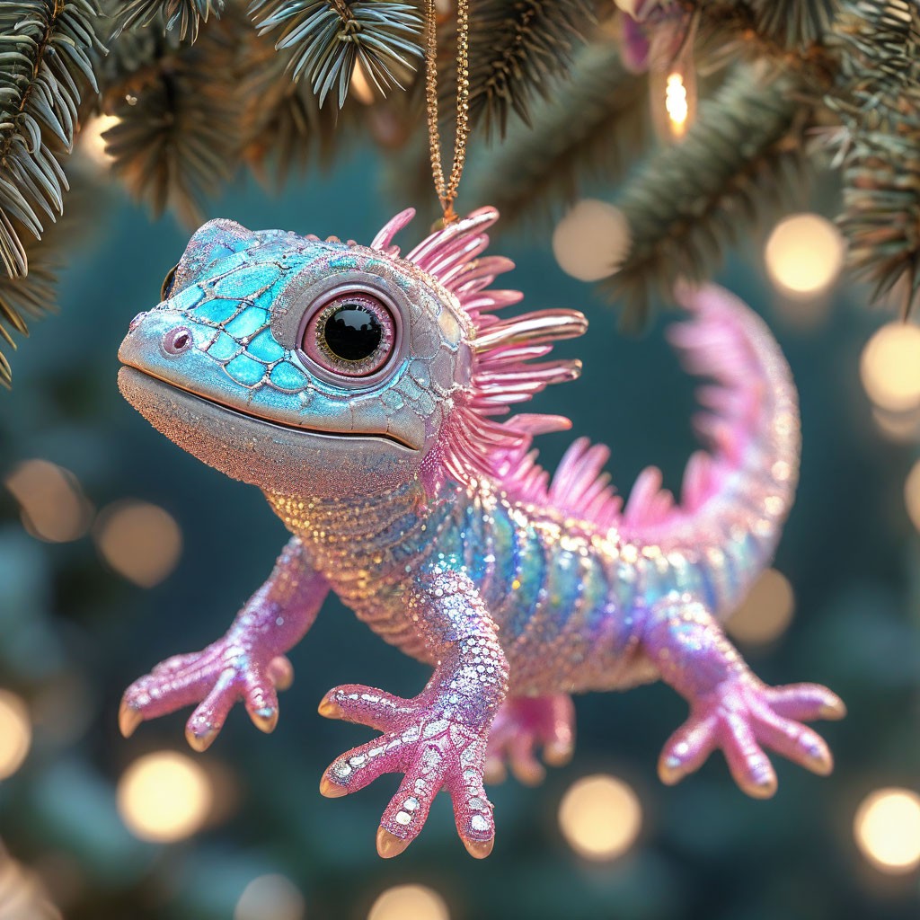 "Crystal lizard with cute eyes and pink tail" — image created in Shedevrum