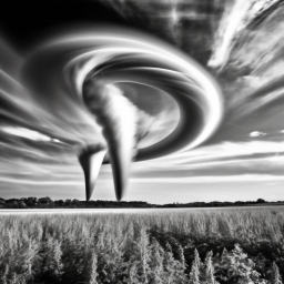 «High-tech black-and-white checkerboard tornado in high-tech Prairie ...