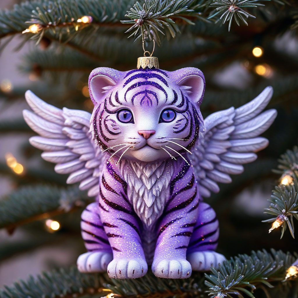 "3-🎁 Tiger_soul A purple tiger with beautiful patterned stripes, white ...