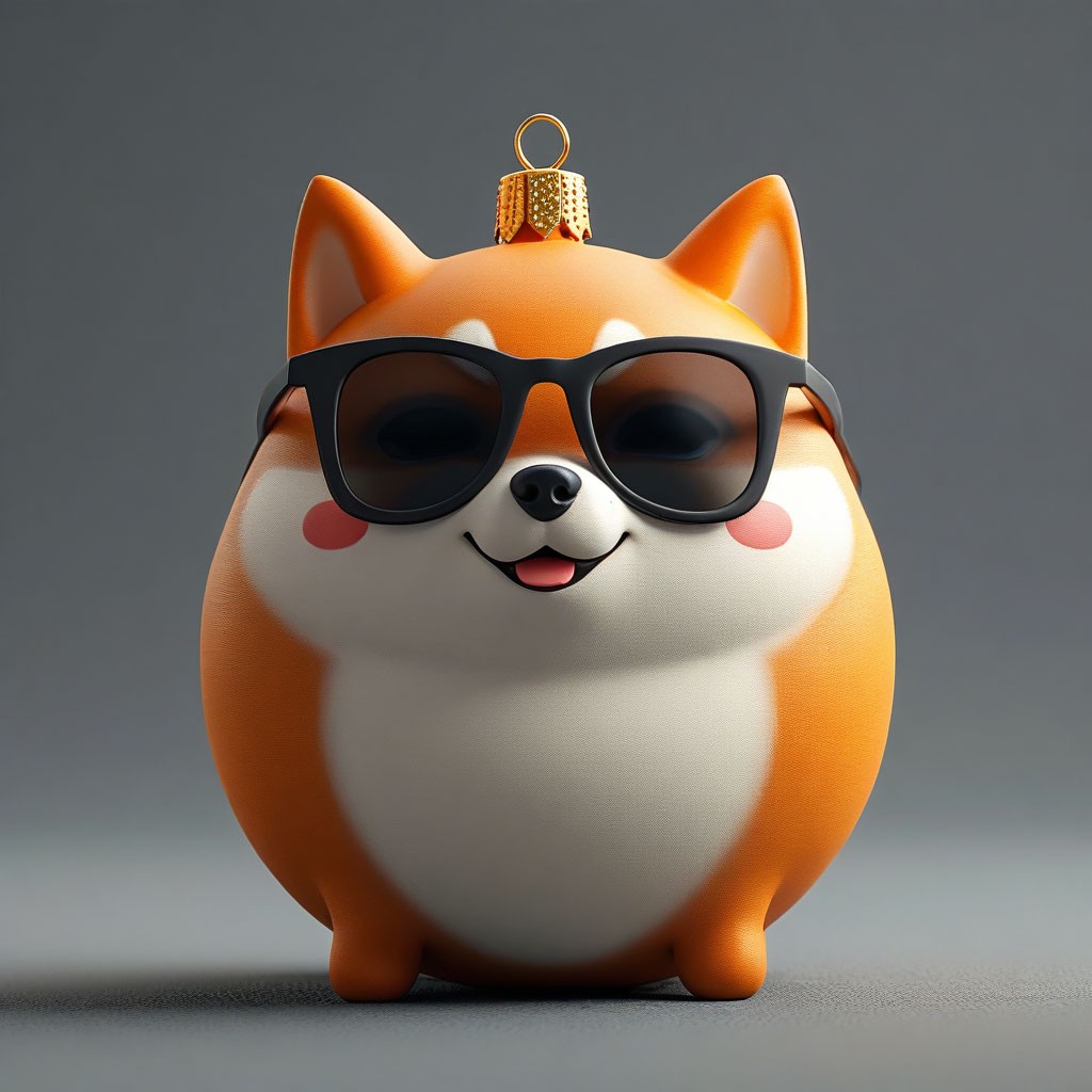 "Shiba inu wearing sunglasses with a sly smile and a red nose" — image ...