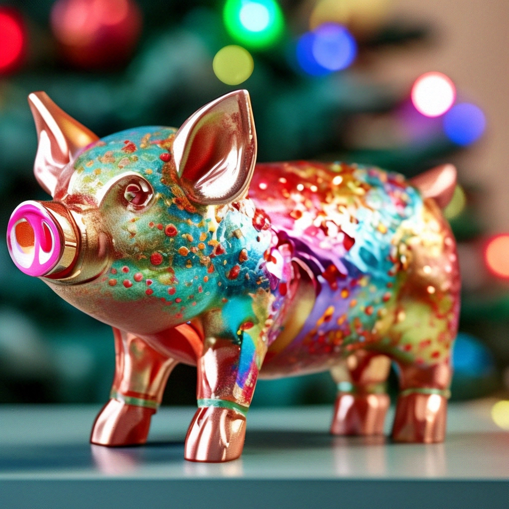 "A multicolored pig" — image created in Shedevrum