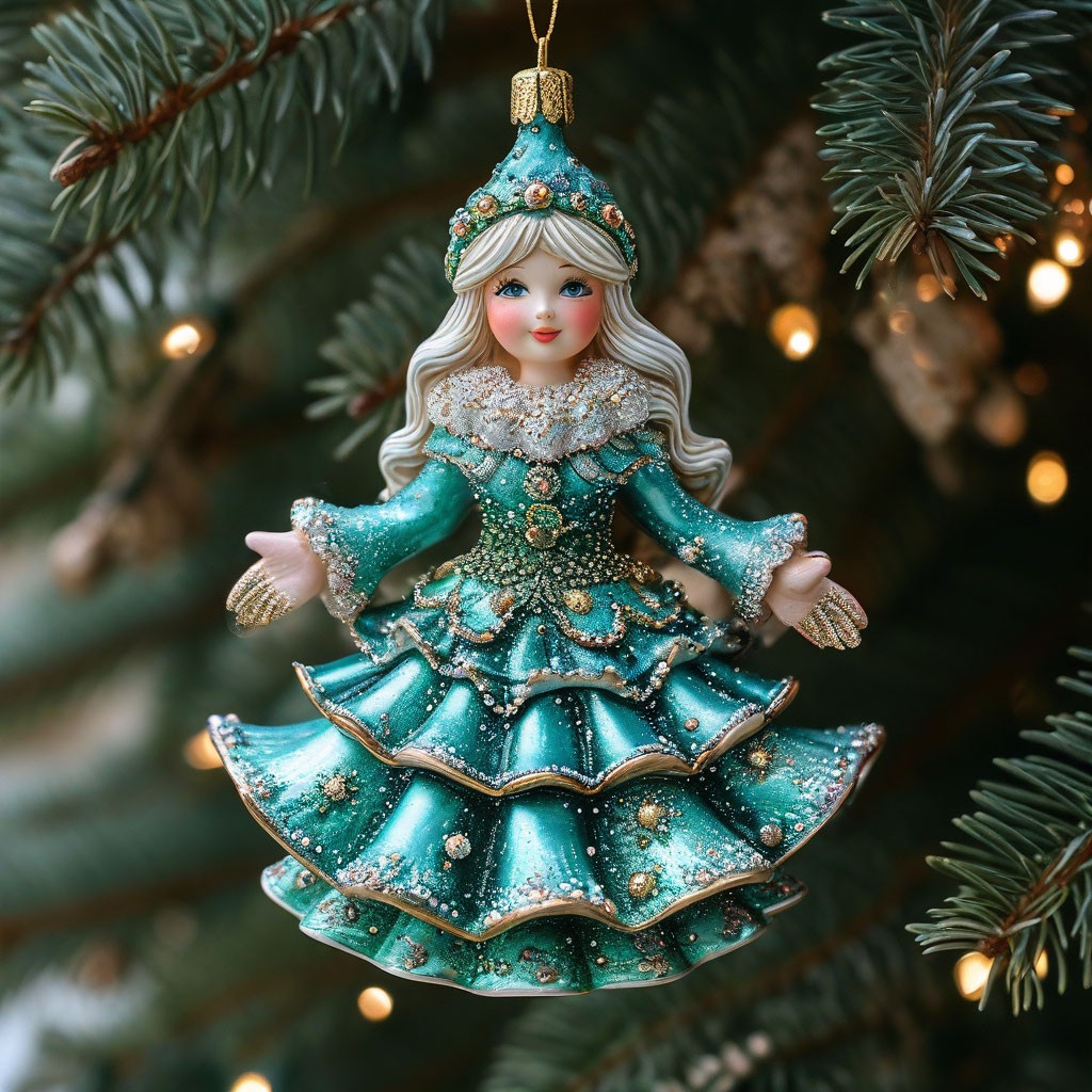 "The snow maiden in green" — image created in Shedevrum