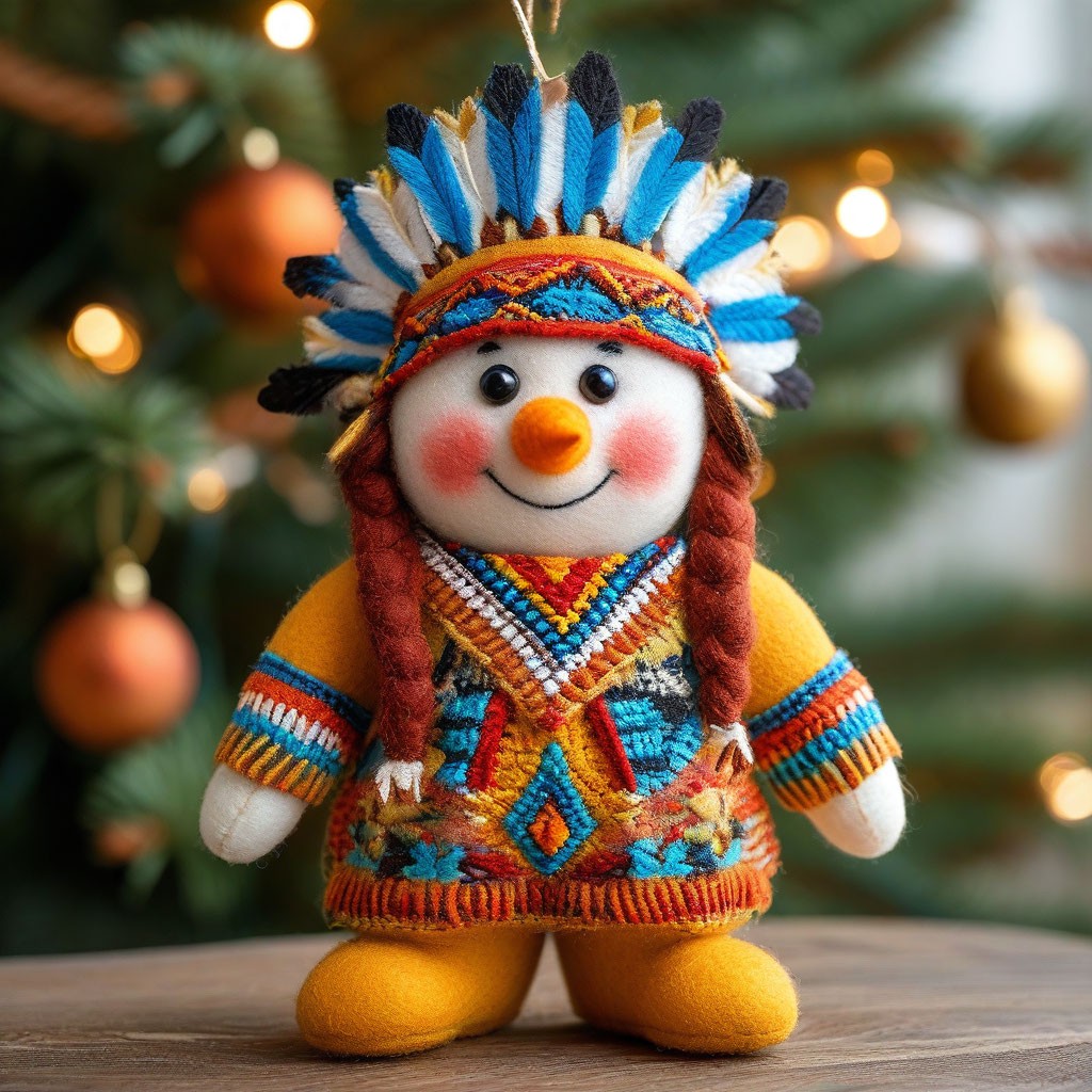 "Cute funny, funny, Indian snowman, with Indian hairstyle, in Native ...
