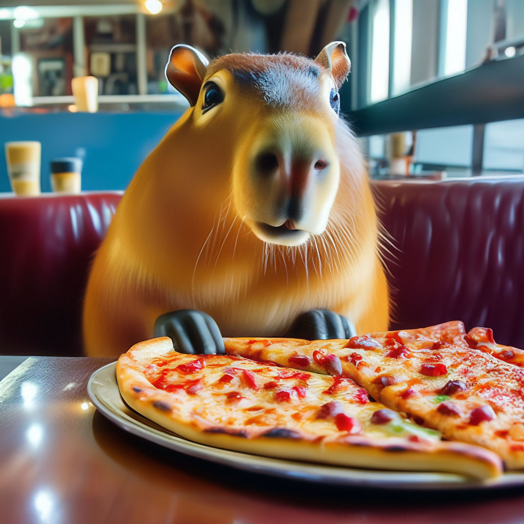 Capybara Eating Pizza