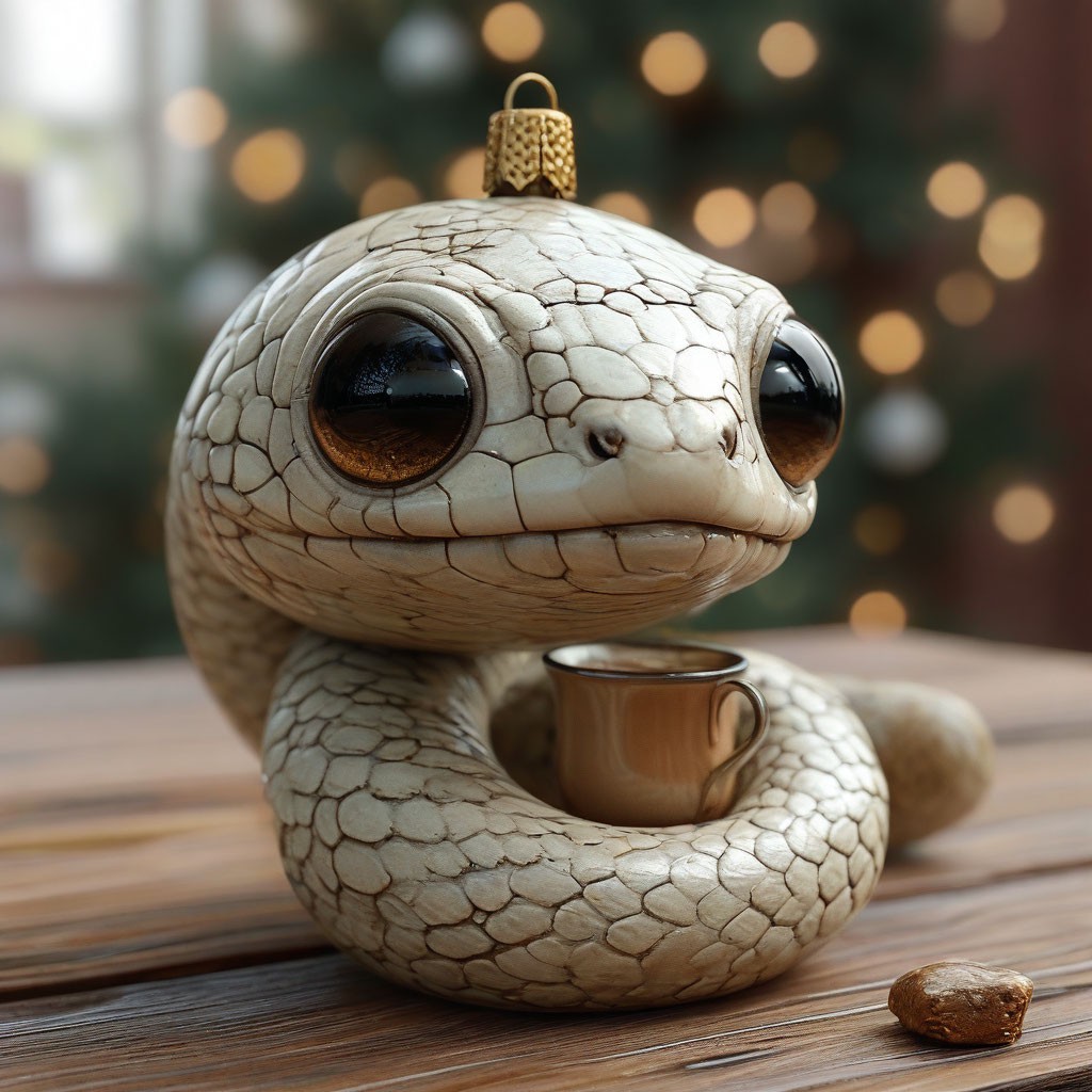 "Snake with tea" — image created in Shedevrum