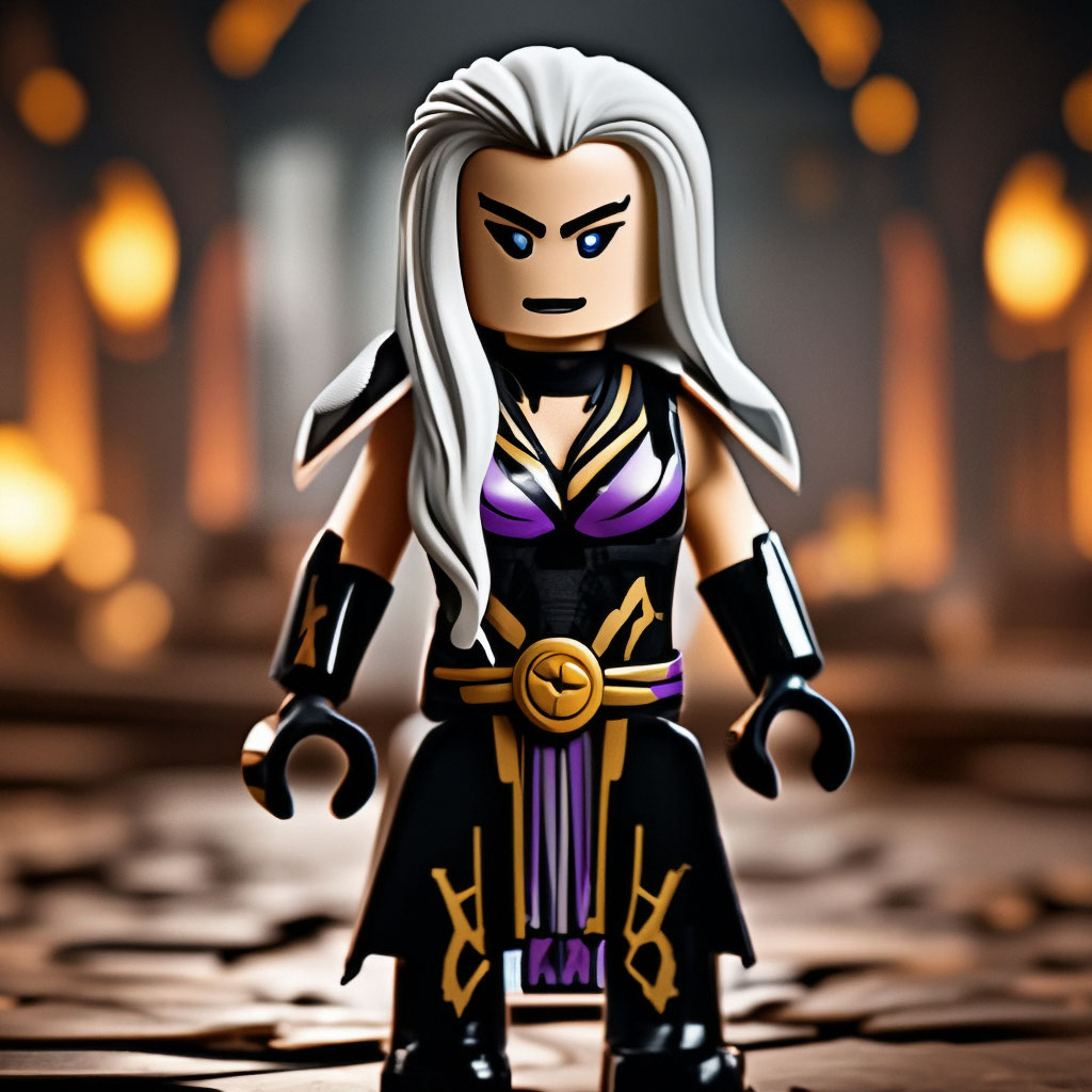 "Cindel MK 11 en estilo LEGO" — imagen creada en Shedevrum