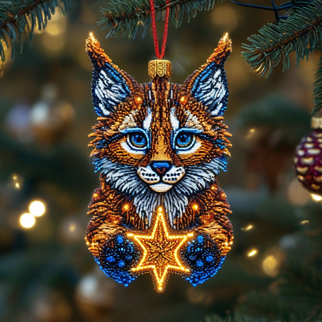 "Cute lynx with goat horns and a star in its paws" — image created in ...